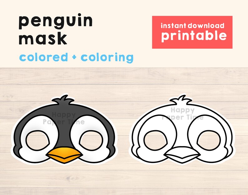Penguin Mask Paper Craft Costume Diy Polar Animal Mask | Etsy