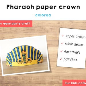 Pharaoh Paper Crown Ancient Egypt Template Party Coloring Printable ...