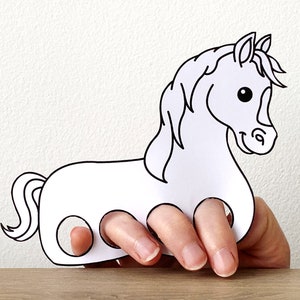 Horse Paper Craft Printable Pony Farm Animal Finger Puppet Pretend Play ...