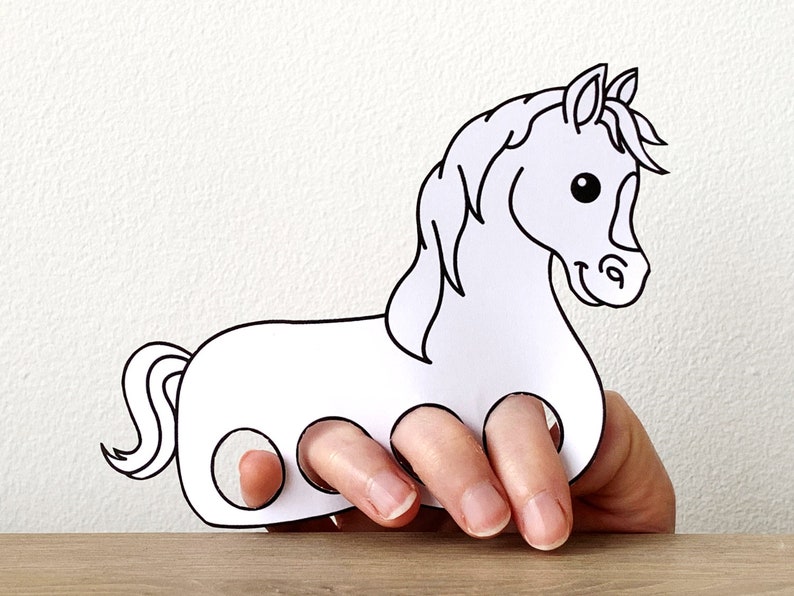 Horse Paper Craft Printable Pony Farm Animal Finger Puppet - Etsy