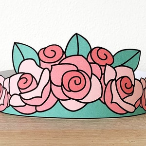 Roses Paper Crown Party Coloring Printable Kids Craft Spring Fairy ...
