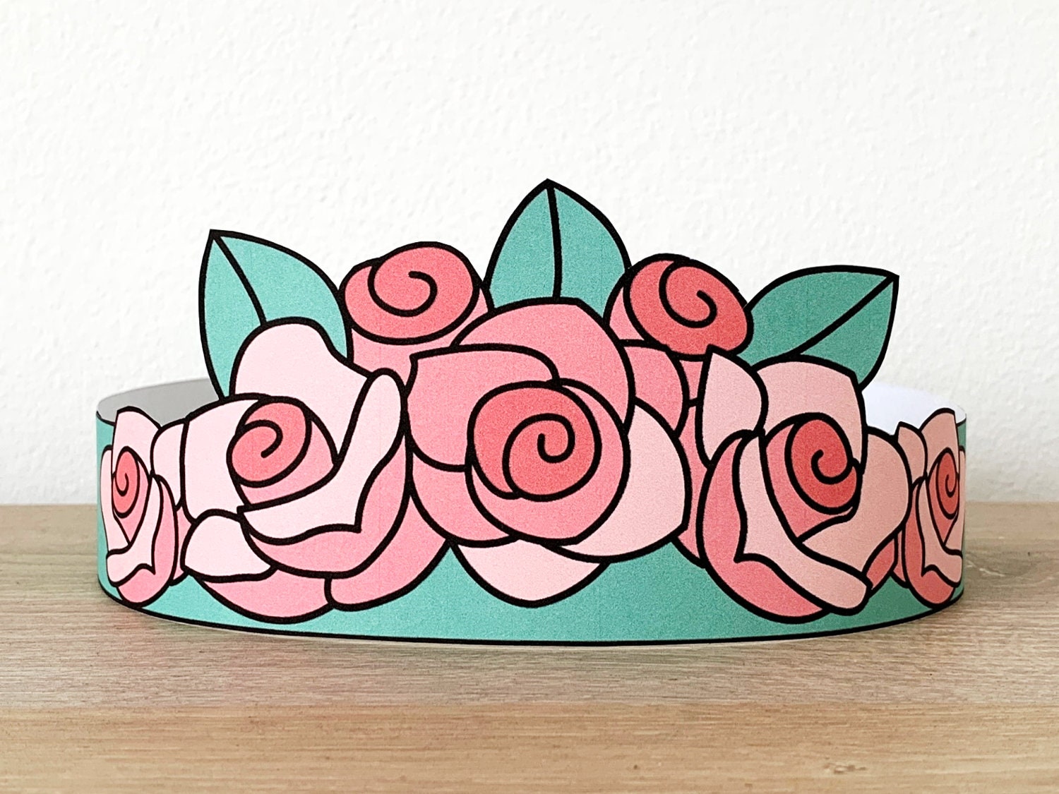 Roses Paper Crown Party Coloring Printable Kids Craft Spring - Etsy
