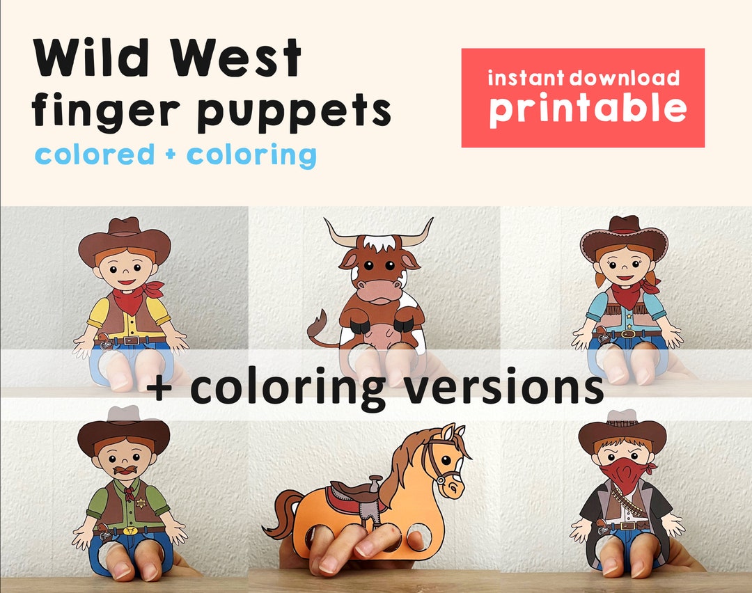 Wild West Paper Craft Printable Finger Puppet Template Kids - Etsy