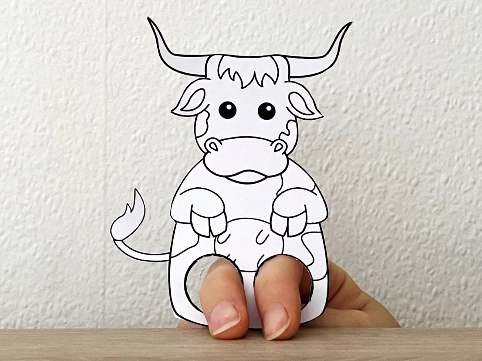 Longhorn Cow Paper Craft Printable Wild West Finger Puppet Kids Craft ...