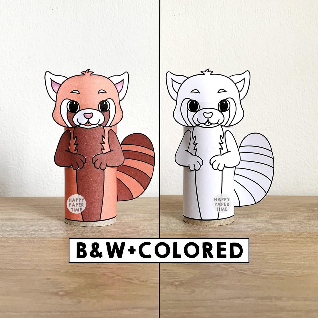 Red Panda Toilet Paper Roll Craft Asian Animal Jungle Party Coloring ...