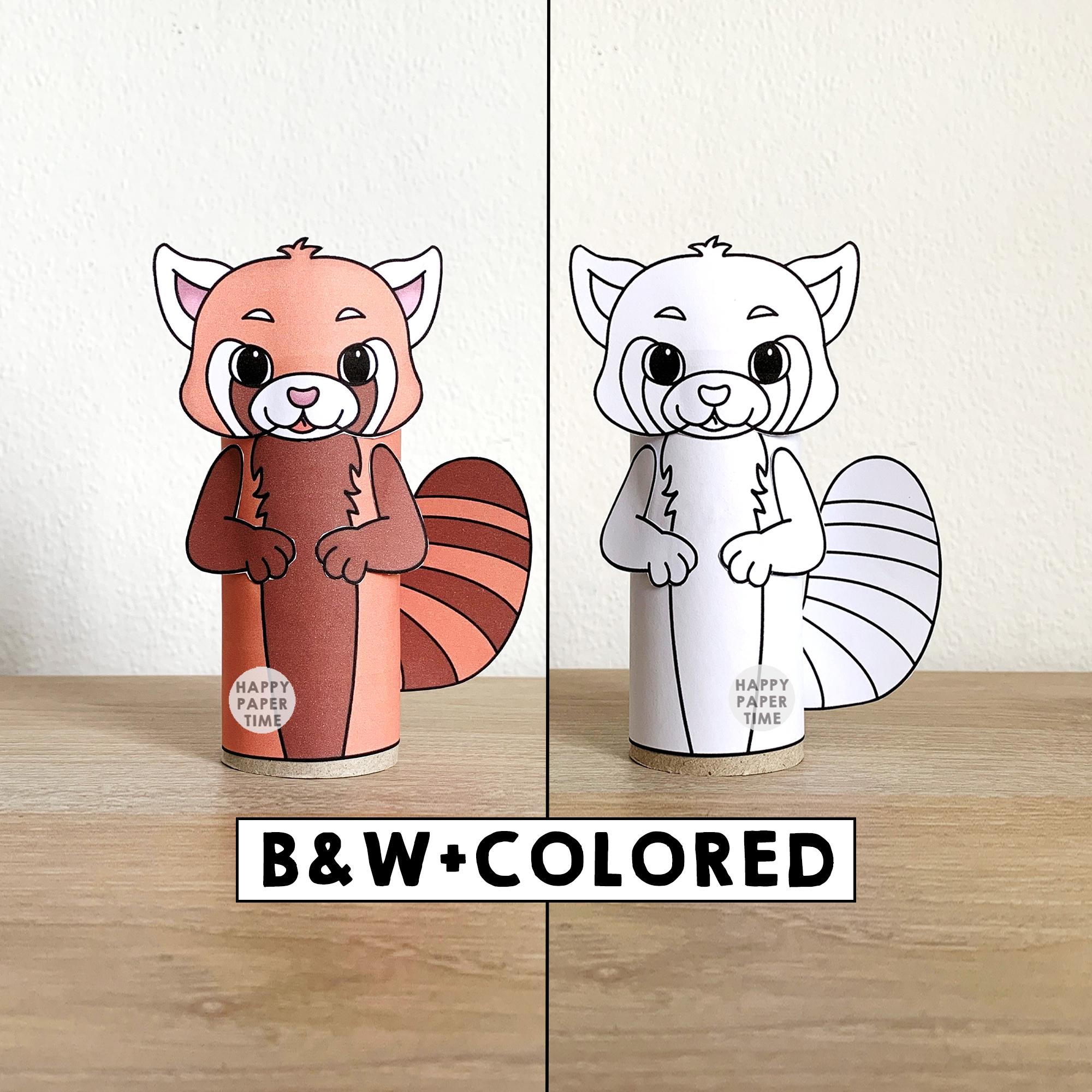 Red Panda Toilet Paper Roll Craft Asian Animal Jungle Party Coloring ...