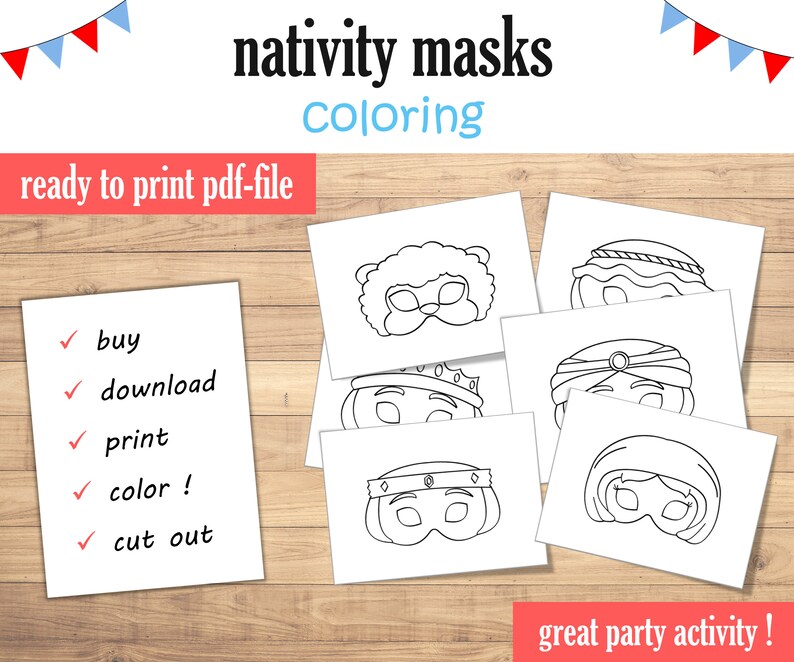 Nativity Masks Kids Nativity Play Kids Masks Nativity - Etsy