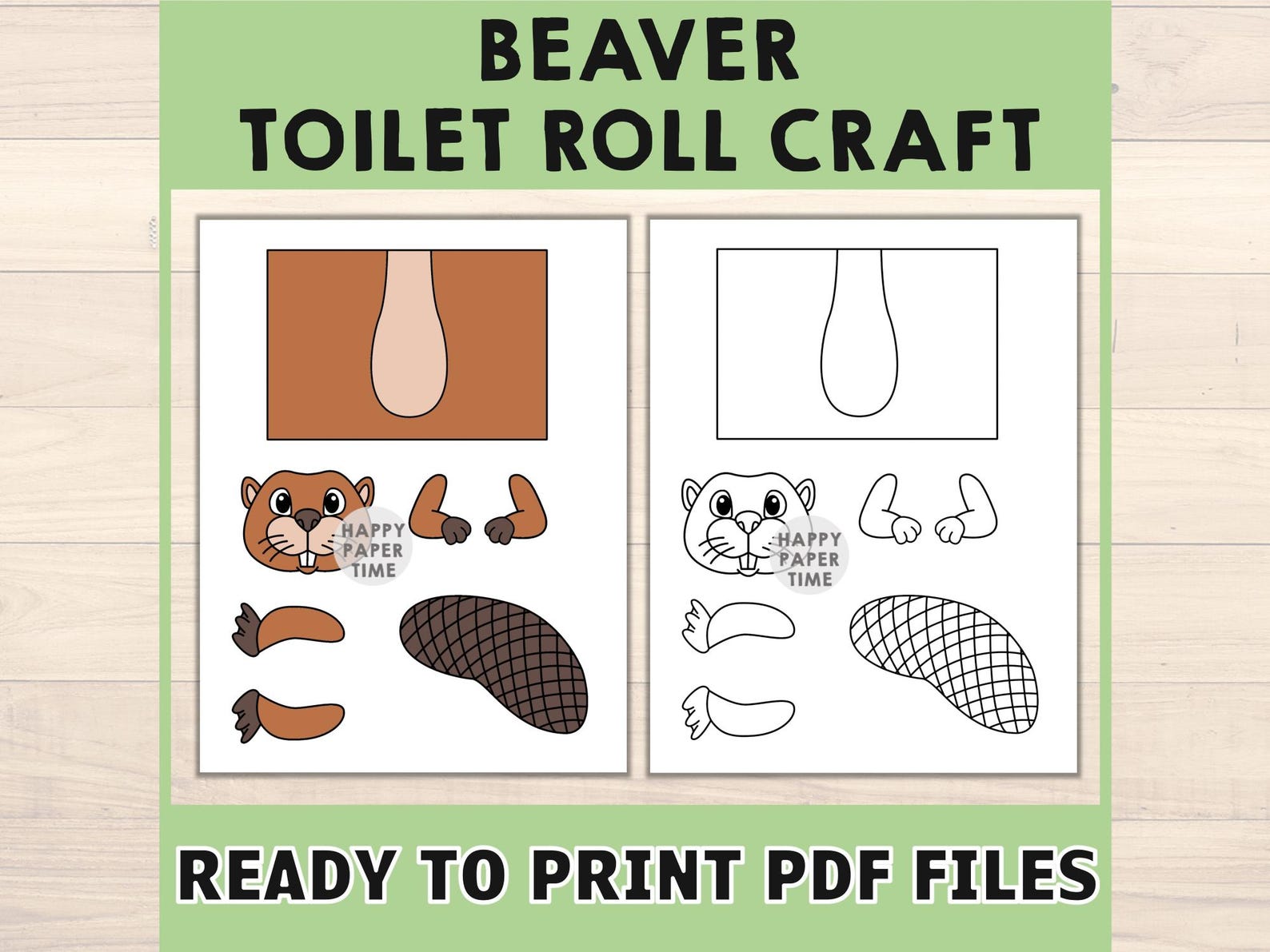 Beaver Toilet Paper Roll Craft Forest Woodland Party Coloring Printable ...
