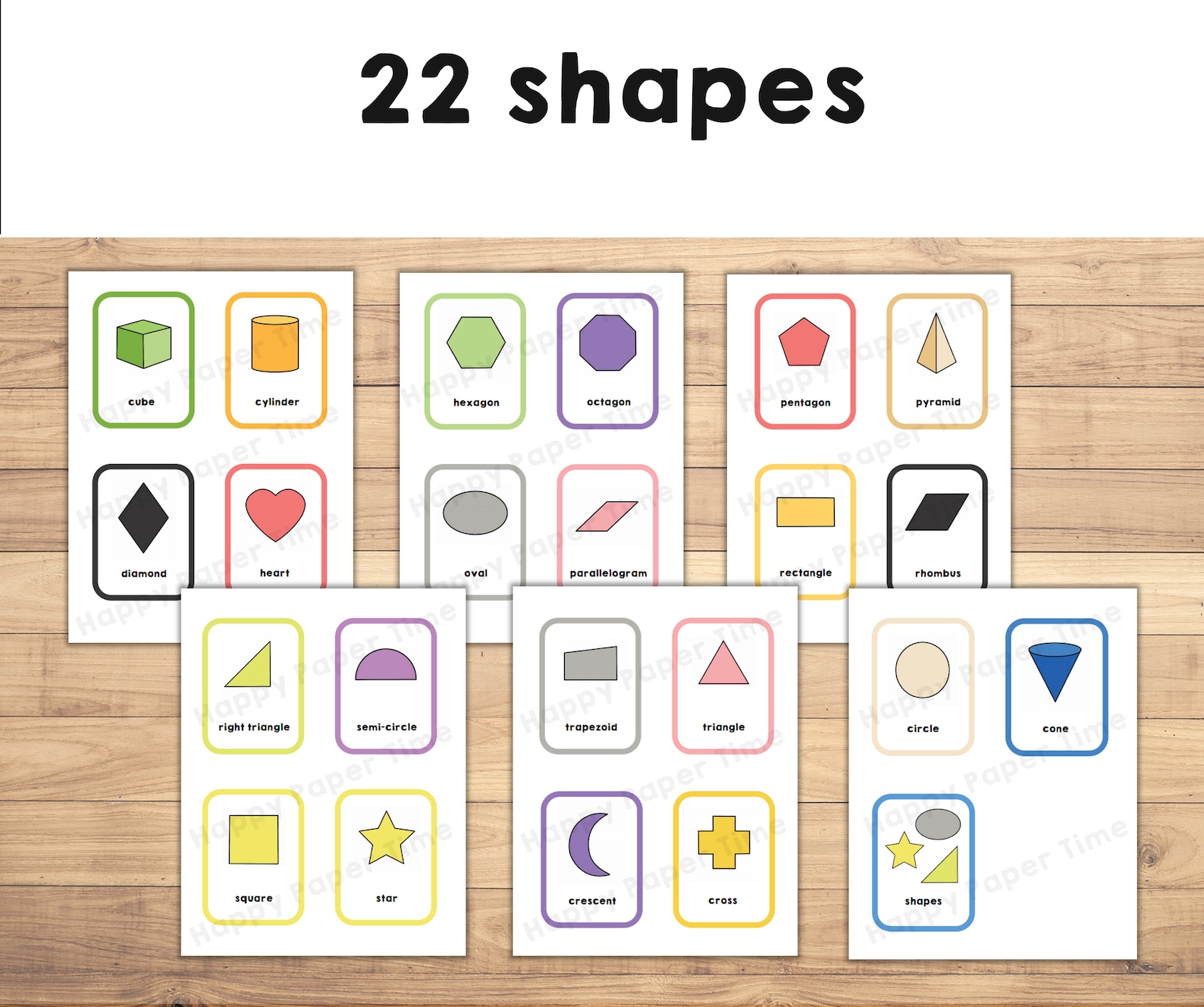 Geometric Shapes Flash Cards Printable Montessori Materials | Etsy