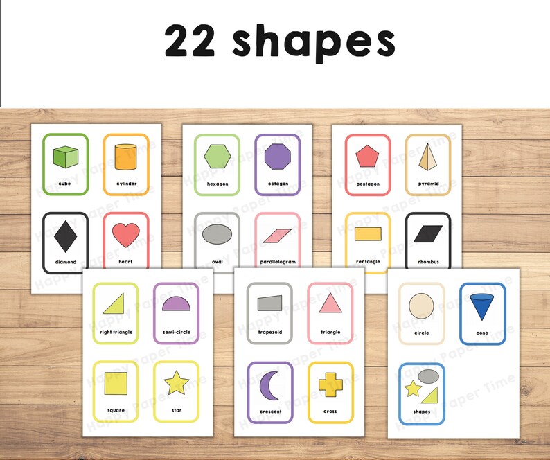 Geometric Shapes Flash Cards Printable Montessori Materials - Etsy