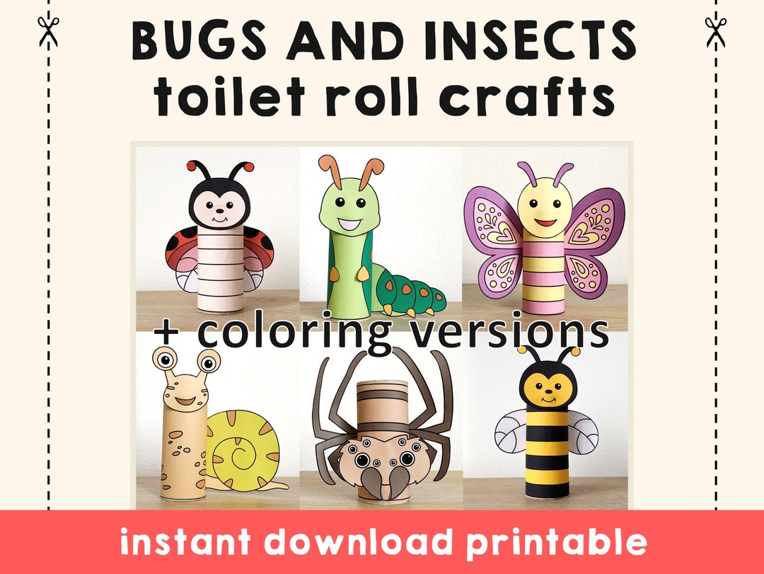 Bugs and Insects Animals Toilet Paper Roll Craft Spring Party Coloring ...