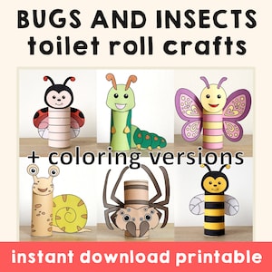 Bugs and Insects Animals Toilet Paper Roll Craft Spring Party Coloring ...