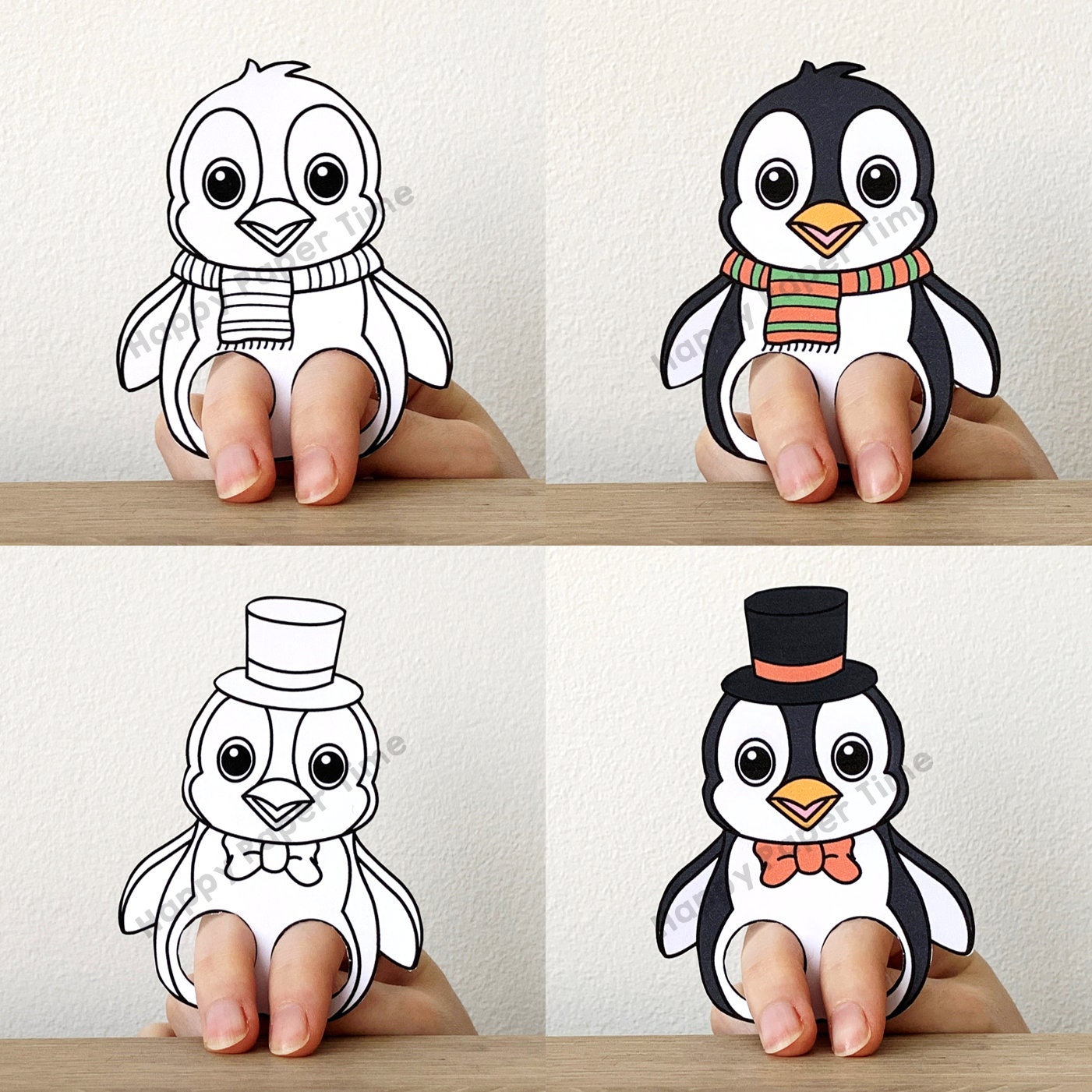 Penguin Puppet Paper Craft Printable Finger Puppet Kids Craft | Etsy ...