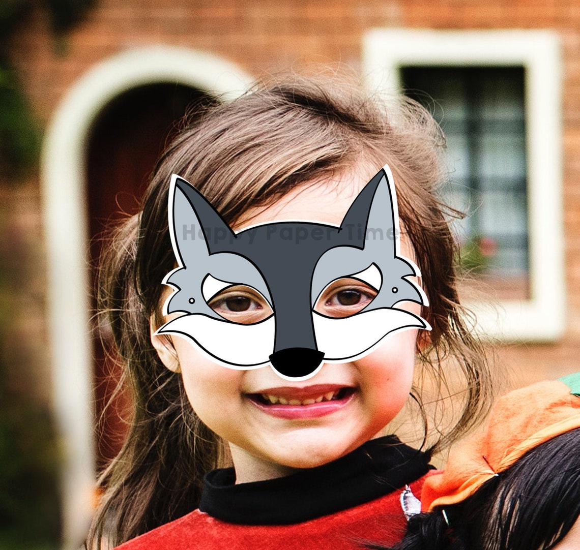 Wolf Mask Woodland Mask Animal Mask Party Favor Wolf Printable | Etsy