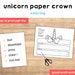 Unicorn Paper Crown Coloring Printable Kids Craft Unicorn Princess ...