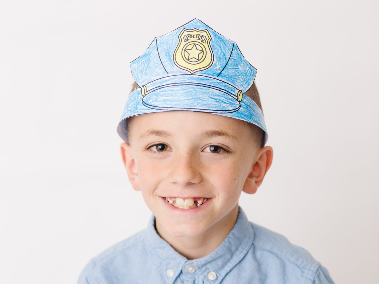 Police Cap Hat Paper Crown Party Coloring Printable Kids Craft - Etsy
