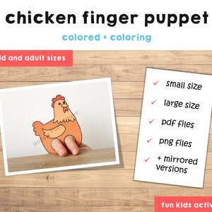 Chicken Paper Craft Printable Farm Animal Finger Puppet Kids - Etsy