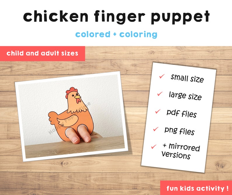 Chicken Paper Craft Printable Farm Animal Finger Puppet Kids | Etsy