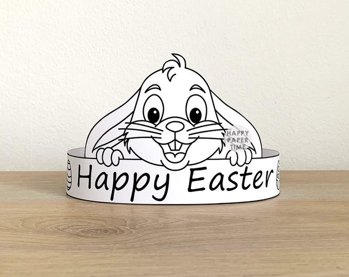 Easter Bonnet Paper Hat Coloring Crafts, Spring Chick Egg Hunt Party ...