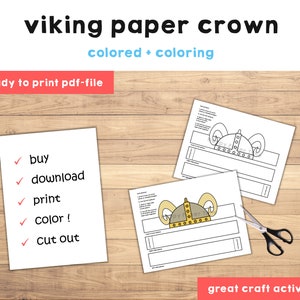 Viking Paper Crown Activity Printable Kids Craft Helmet Medieval ...