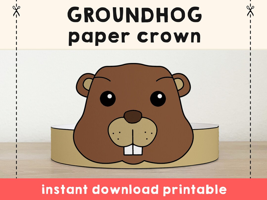 Groundhog Day Paper Crown Party Printable Kids Craft Spring Costume ...