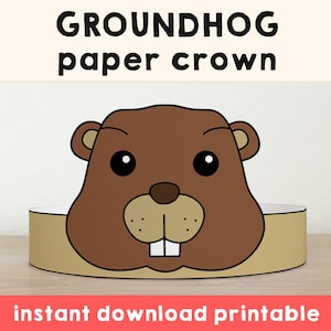 Groundhog Day Paper Crown Party Printable Kids Craft Spring Costume ...