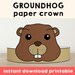 Groundhog Day Paper Crown Party Printable Kids Craft Spring Costume ...