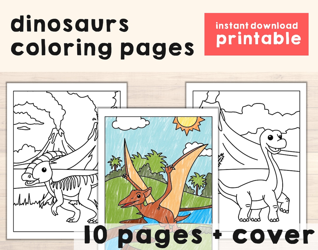 Dinosaurs Coloring Pages - Jurassic Prehistoric Theme Printable Art ...