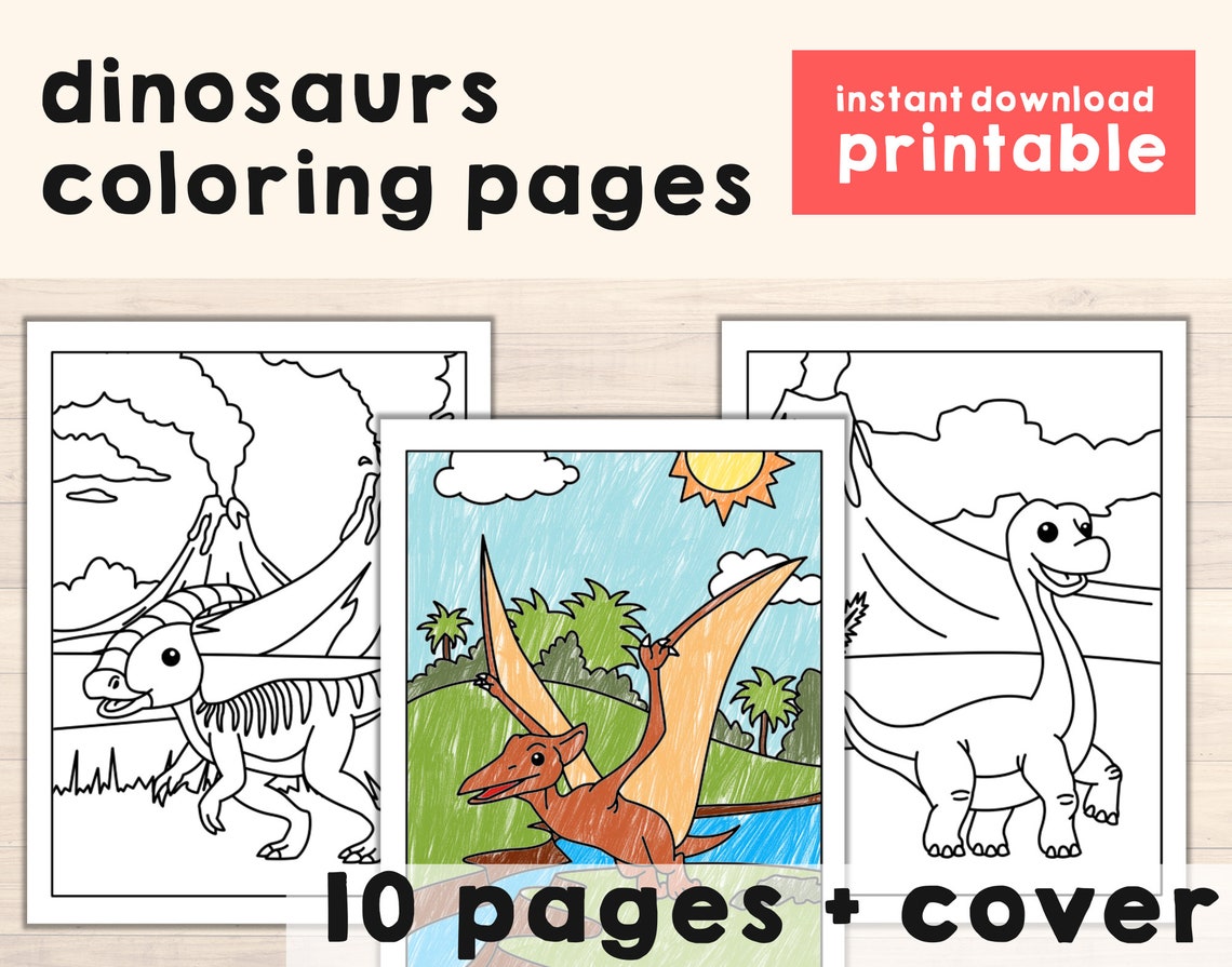 Dinosaurs Coloring Pages Jurassic Prehistoric Theme - Etsy