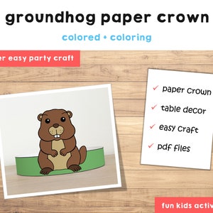 Groundhog Day Paper Crowns Party Coloring Printable Kids Craft Spring ...