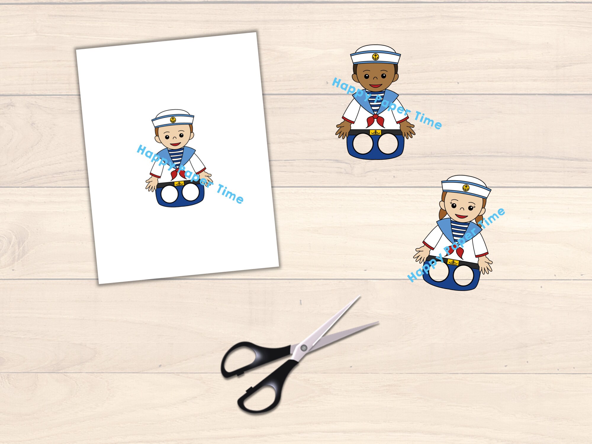 Sailor Paper Craft Printable Community Helper Finger Puppet Kids Craft ...