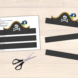 Pirate Hat Paper Crown Template Pirate Captain Party Headband Coloring ...