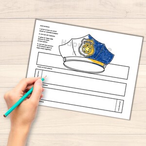 Police Cap Hat Paper Crown Party Coloring Printable Kids Craft | Etsy
