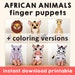 African Animal Paper Craft Printable Finger Puppet Template Kids Craft ...