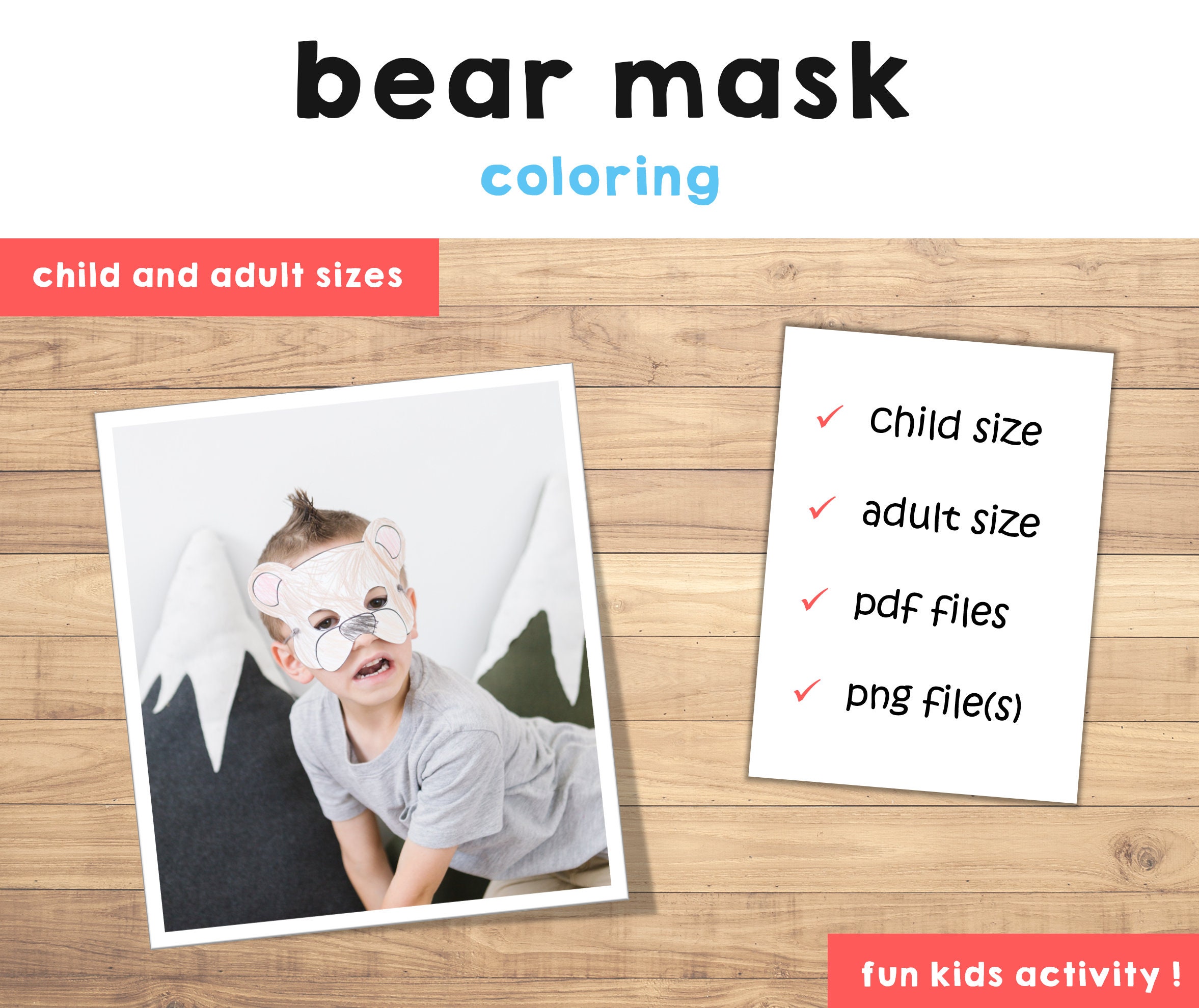 Bear Mask Kids Printable Mask Bear Mask Woodland Party - Etsy