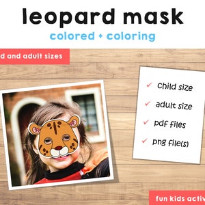 Leopard Jaguar Mask Costume Animal Mask Printable Party Favor Safari ...