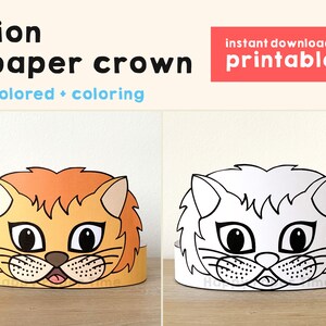 Lion Paper Crown Printable Coloring Table Decor Kids Craft - Etsy Canada