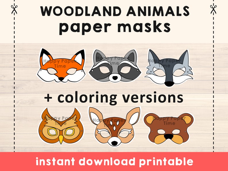 Fox Mask, Wolf Mask, Animal Mask, Animal Crafting Kid Party Favor ...