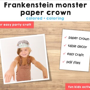 Frankenstein Monster Paper Crown Template Halloween Party Headband ...