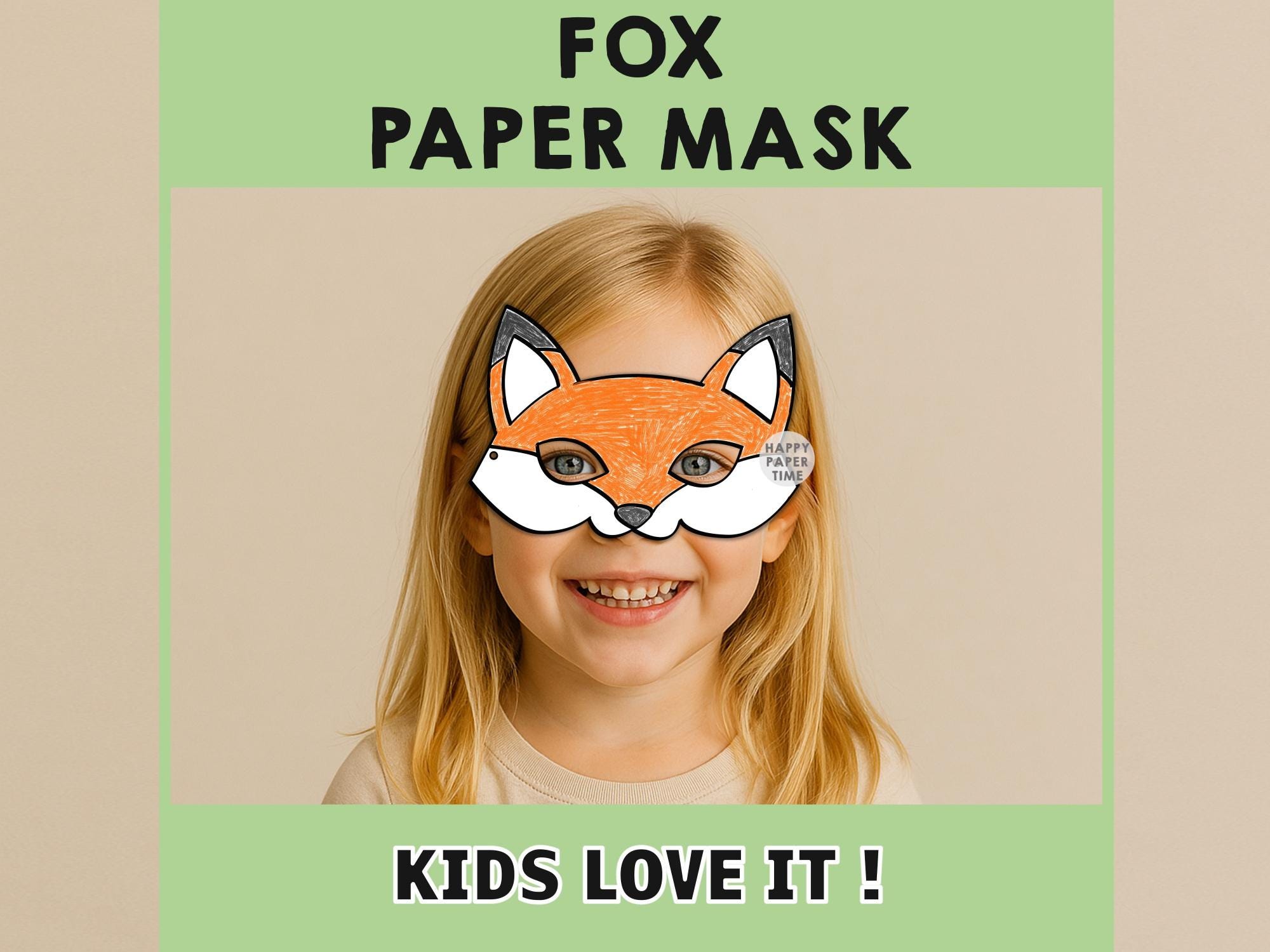 Fox Mask Paper Animal Mask Fox Coloring Party Favor Woodland Party Kids ...