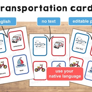 Transportation Vehicles Flash Cards Printable Montessori Materials ...
