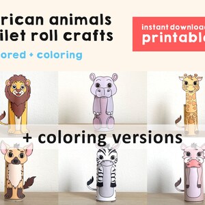 African Animals Toilet Paper Roll Craft Safari Party Coloring - Etsy
