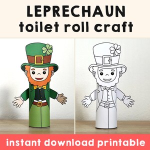 Leprechaun Toilet Paper Roll Craft Activity St. Patrick's Day Coloring ...