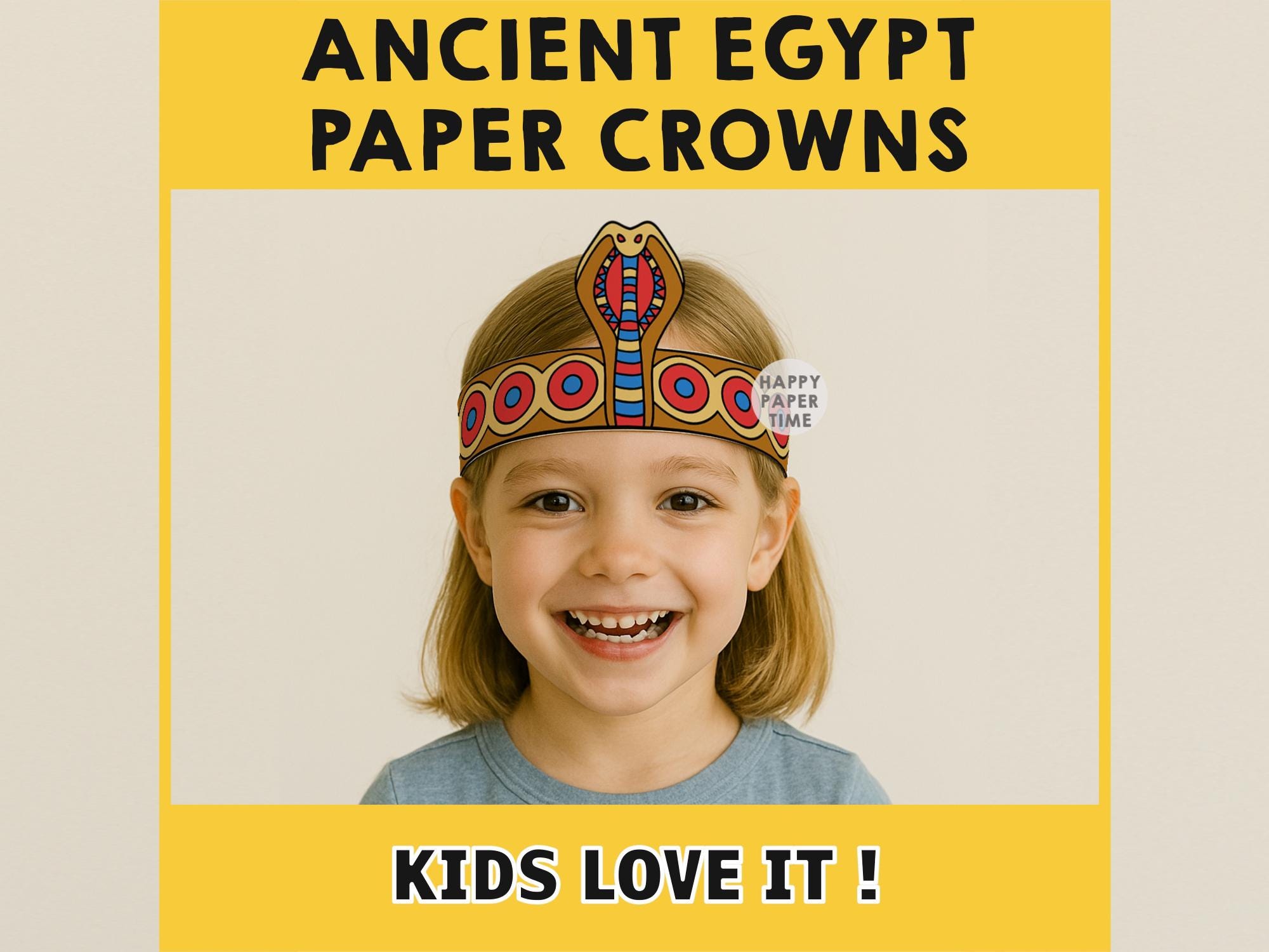 Ancient Egypt Paper Crowns Pharaoh Cobra Cleopatra Isis Scarab Cat Ankh ...