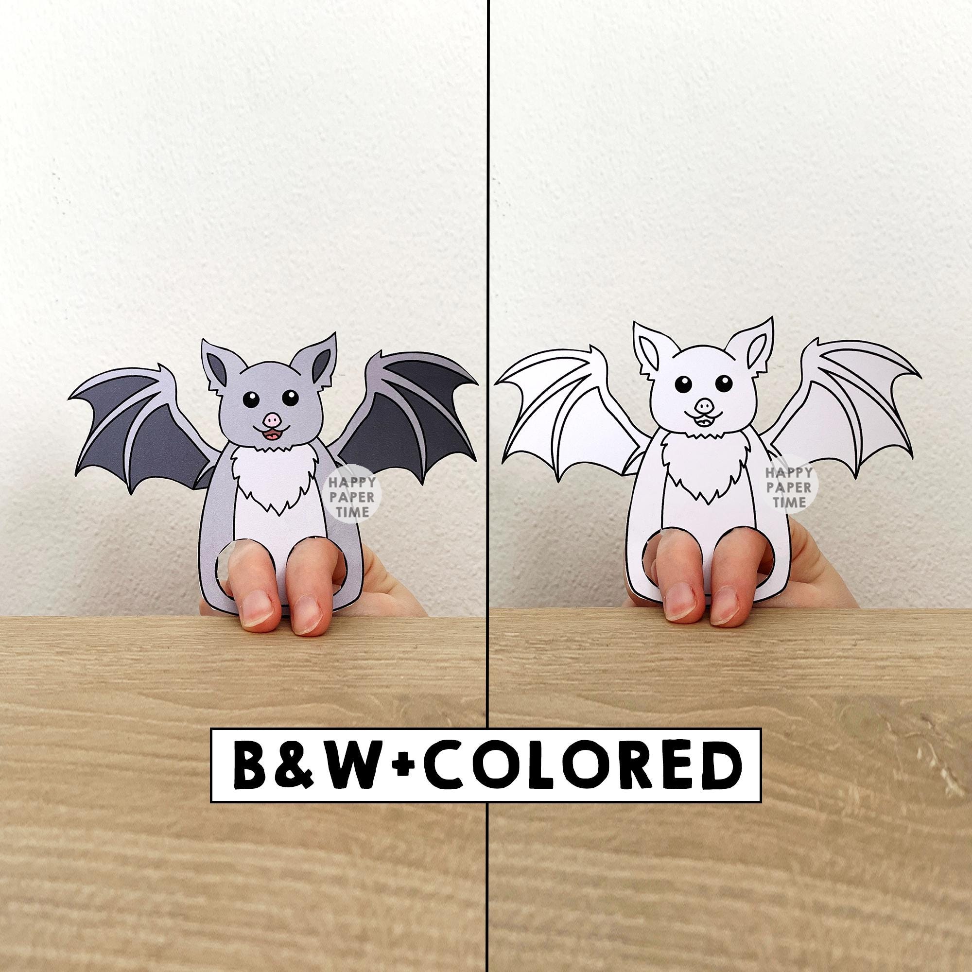 Bat Paper Craft Printable Halloween Spooky Day Finger Puppet Kids Craft ...