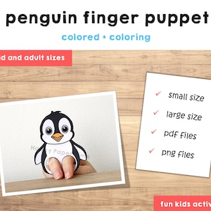 Penguin Paper Craft Printable Finger Puppet Template Kids Craft ...