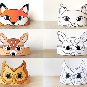Woodland Animals Paper Crowns Activity Printable Kids Craft Woodland ...
