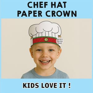 Chef Hat Cook Paper Crown Restaurant Party Coloring Printable Kids ...