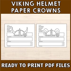Viking Helmet Paper Crown Coloring Printable Kid Craft Birthday Party ...