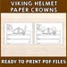 Viking Helmet Paper Crown Coloring Printable Kid Craft Birthday Party ...